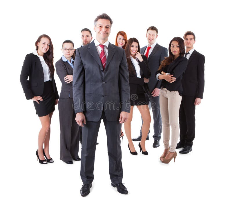 Manager Standing in Front of His Team Stock Image - Image of concept ...