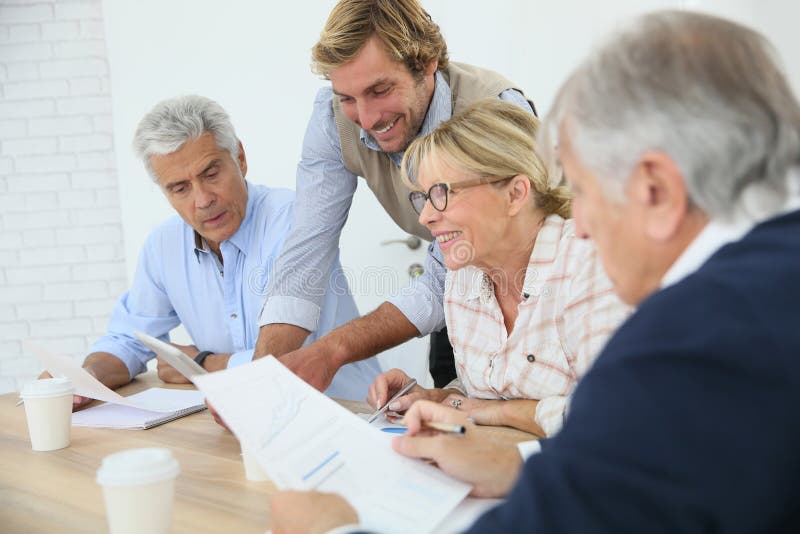 Senior Business Training with Instructor Stock Image - Image of ...