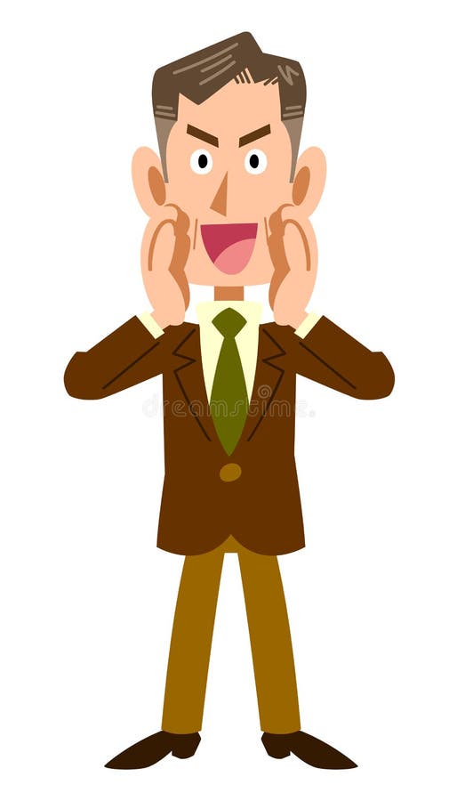 Senior Businessman Calling Out Loud Stock Vector - Illustration of ...