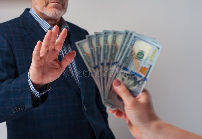 Senior Businessman Refusing To Take Bribe Stock Photo - Image of cash ...