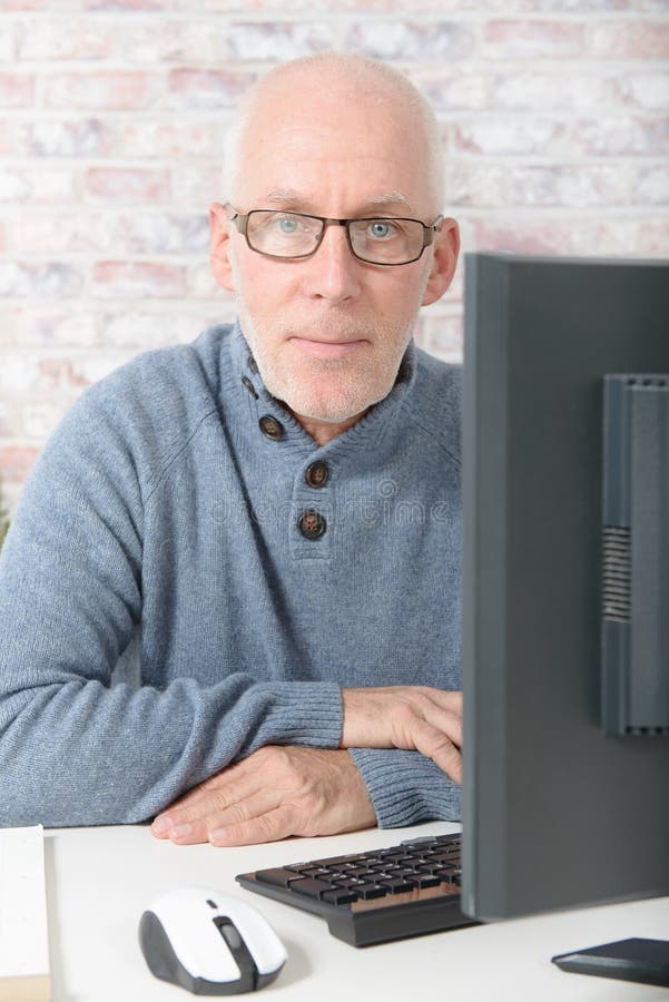 Senior Businessman Working on Computer Stock Photo - Image of worker ...