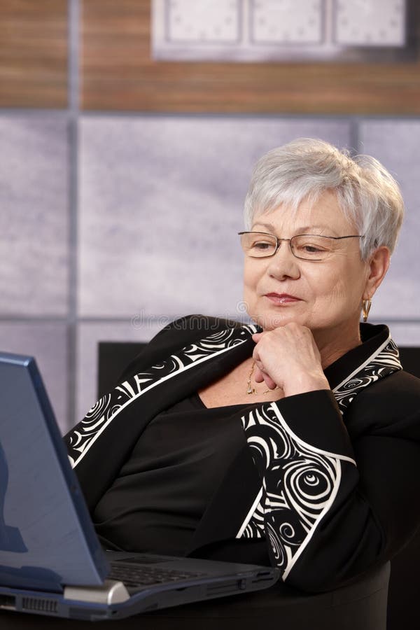 Senior Businesswoman Working with Computer Stock Photo - Image of ...