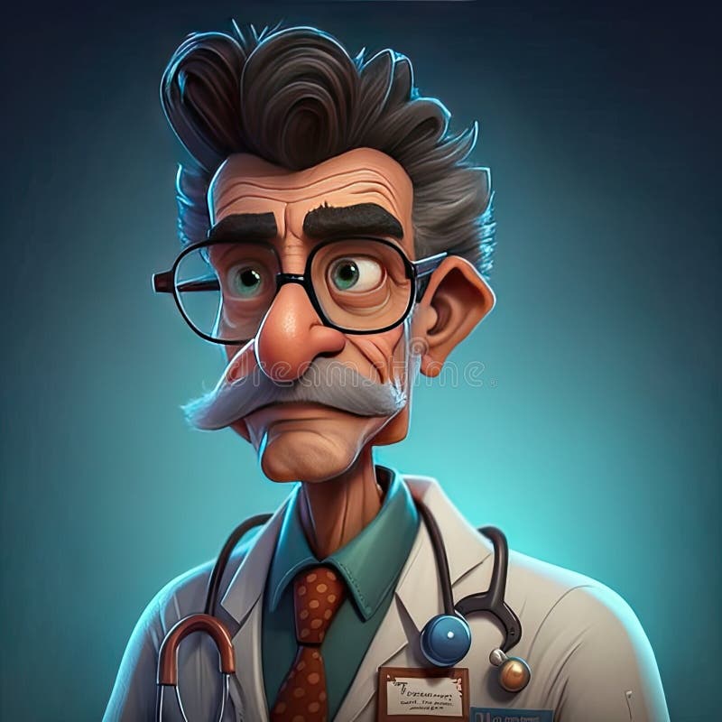 Senior Doctor Ai Generated Cartoon Avatar Stock Illustration ...
