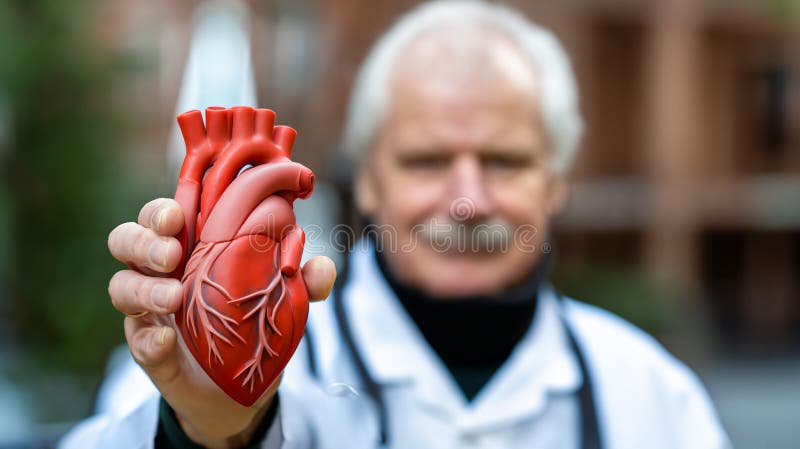 Senior Cardiologist Showing a Healthy Model Heart. Stock Photo - Image ...