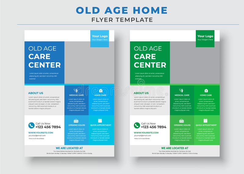 Senior Care Flyer Template, Old Age Care Center Flyer Template Stock ...