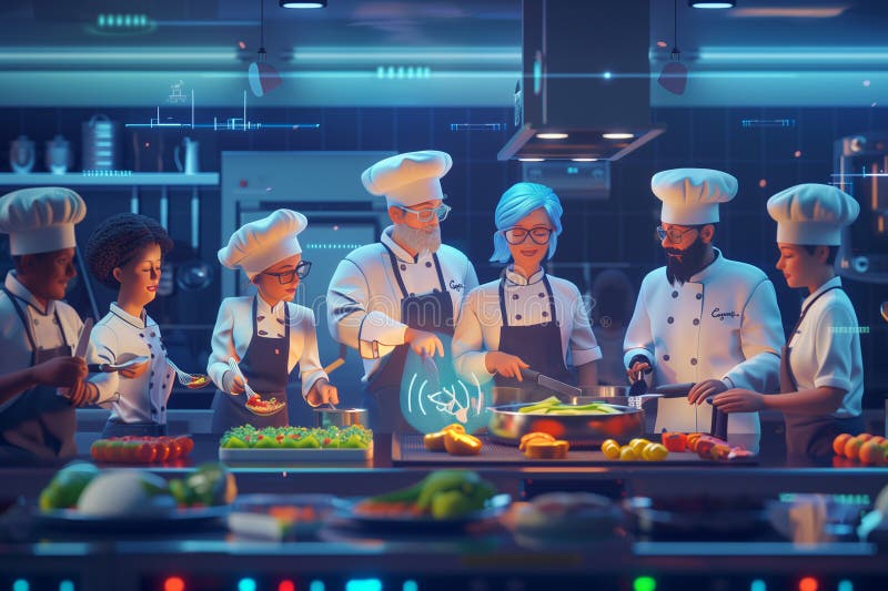 Senior Chef Teaching Cooking Class with Trainee Explaining Technique ...