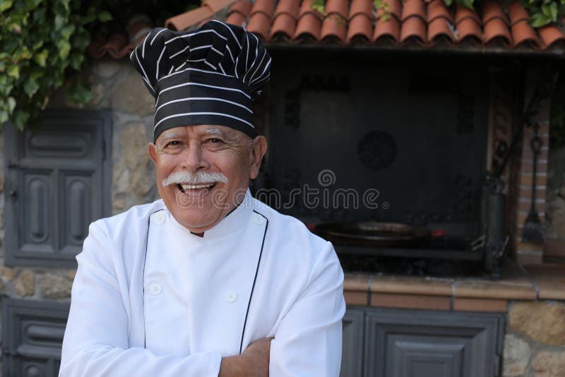 Senior Chef Wearing Traditional Uniform Stock Image - Image of indian ...