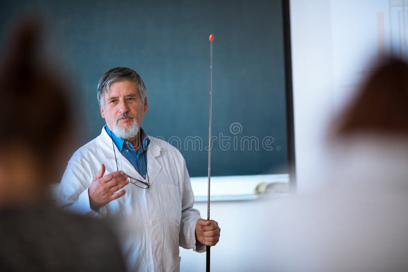 Senior Professor Writing on the Board Stock Image - Image of ...