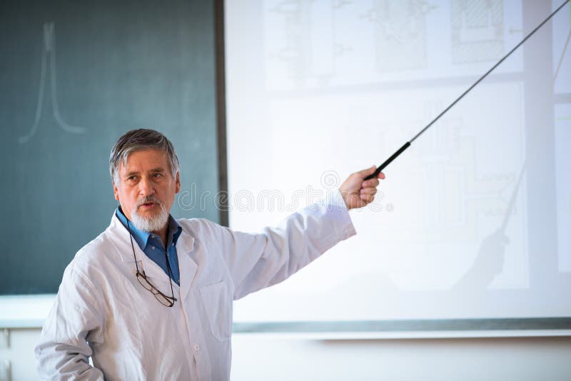 Senior Chemistry Professor Giving a Lecture Stock Photo - Image of high ...