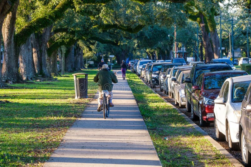 Senior Citizen on a Bike on the Sidewalk on a Collision Course Editorial Stock Photo - Image of ...
