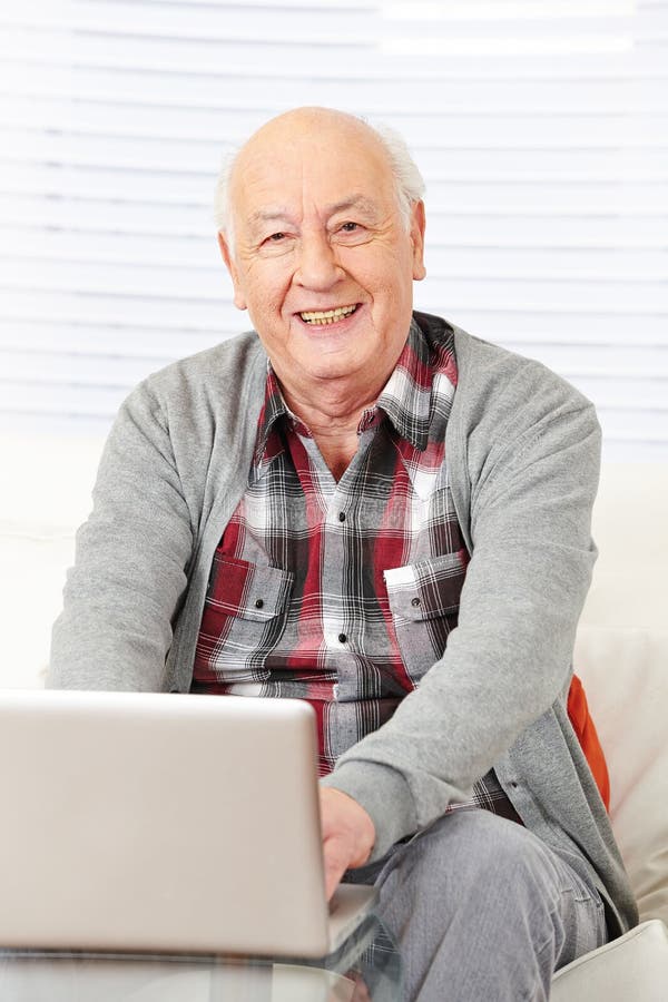 Senior Citizen Working with Laptop Stock Image - Image of elderly ...