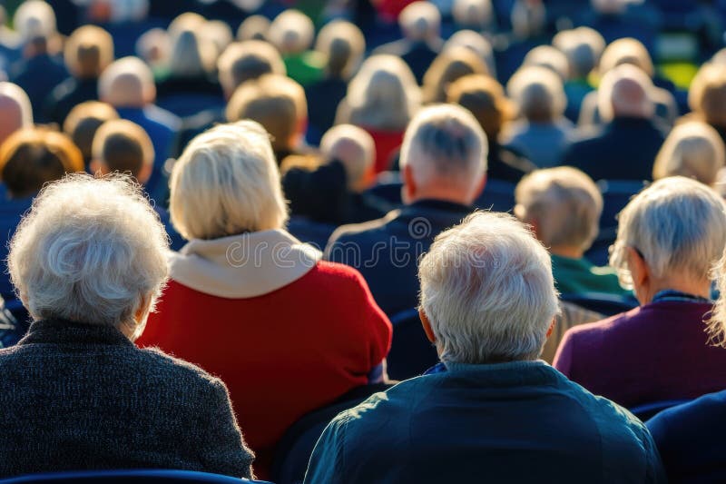 Senior Community Gathering: Elderly Crowd at an Outdoor Event Stock ...