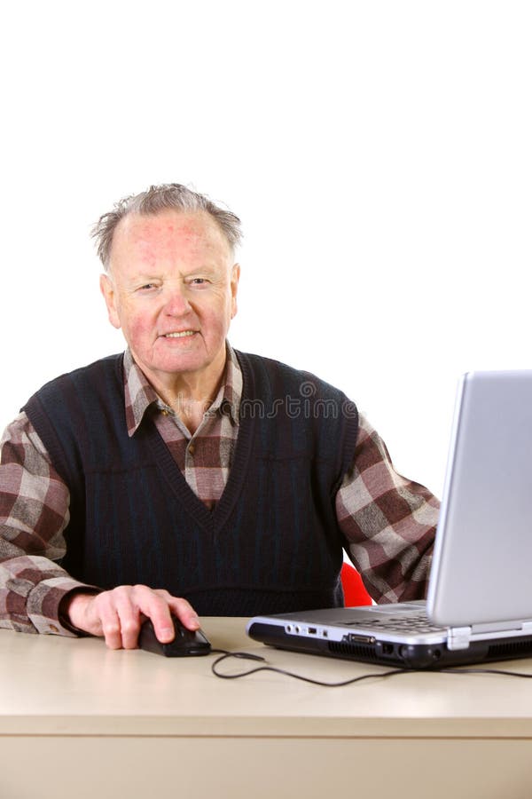 Senior with computer stock image. Image of pensioner - 39659463