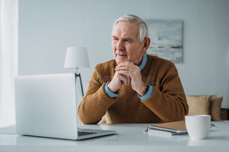 Senior Confident Man Working Stock Image - Image of senior, computer ...