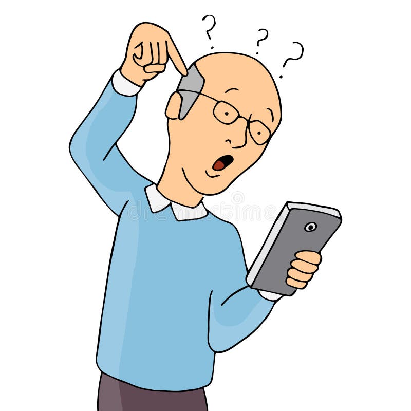 Senior Confused with Smartphone Stock Vector - Illustration of smart ...