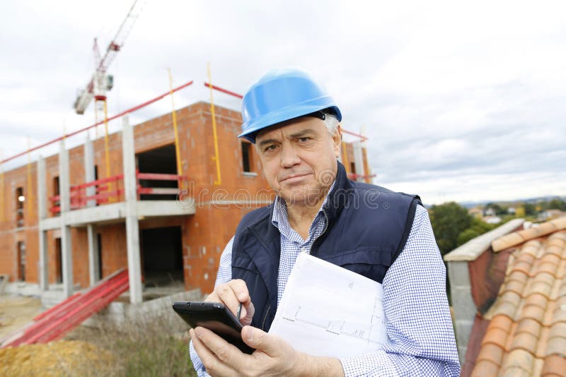 Senior Construction Manager on Site Stock Image - Image of entrepreneur ...