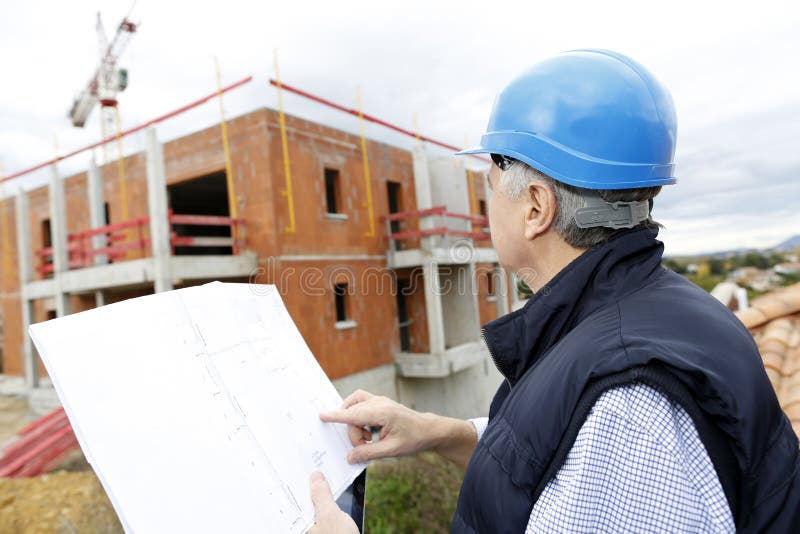 Senior Construction Manager on Building Site Stock Image - Image of ...