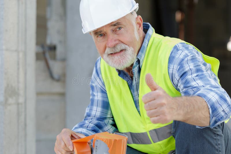 Senior Construction Manager Giving Thumbs Up Stock Image - Image of ...
