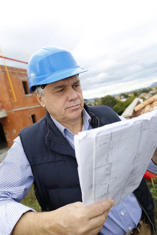 Senior Construction Manager Outdoors Stock Photo - Image of ...