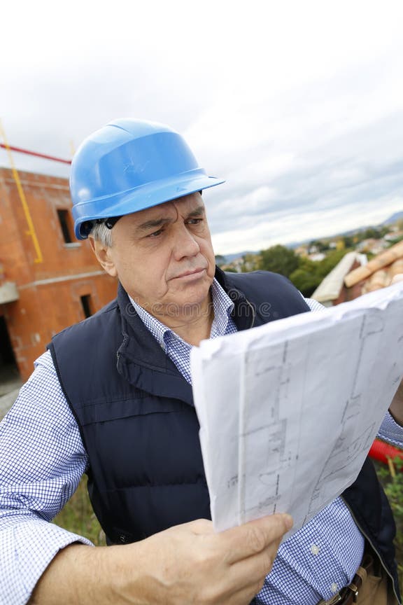 Senior Construction Manager Outdoors Stock Photo - Image of ...