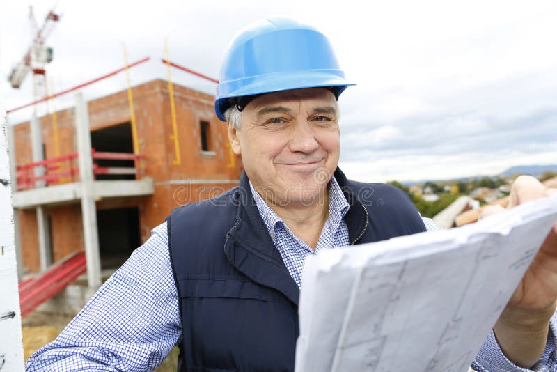 Senior Construction Manager on Site Stock Image - Image of entrepreneur ...