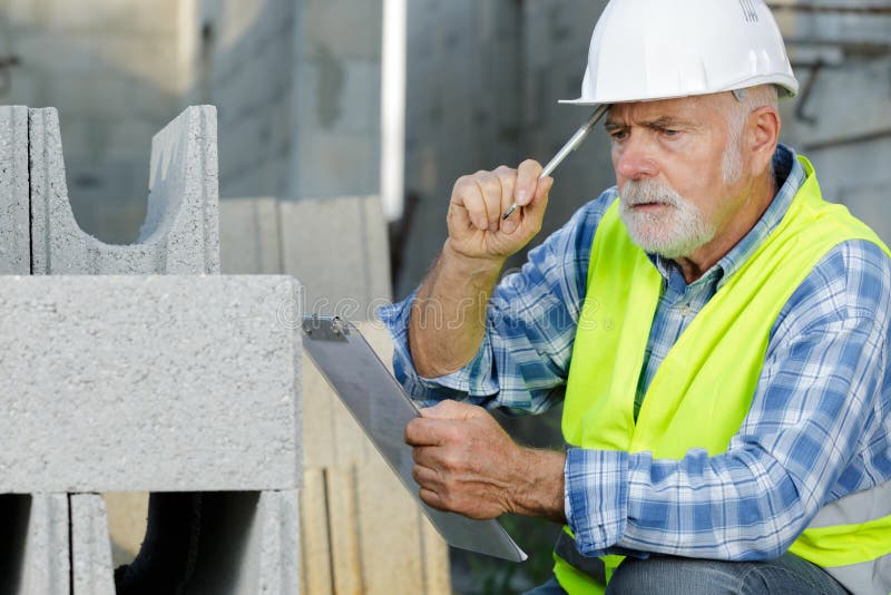 Senior Construction Manager Writing Report at Construction Site Stock ...