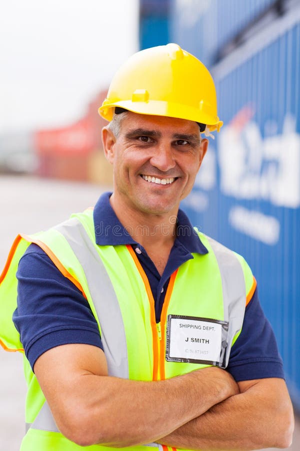 Container depot worker stock image. Image of harbor, container - 31712781