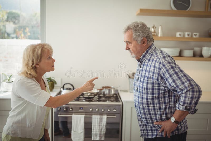Senior Couple Arguing in Kitchen Stock Photo - Image of citizen ...