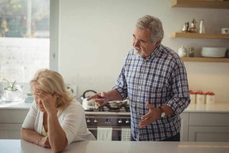 Senior Couple Arguing in Kitchen Stock Image - Image of disagreement ...