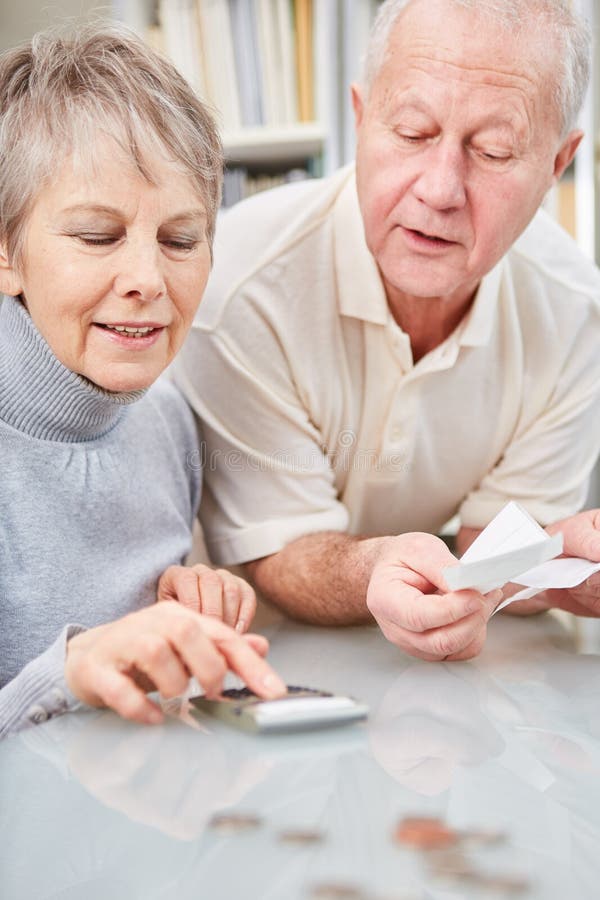 Senior Couple Checking Finance Stock Image - Image of citizens, costs ...
