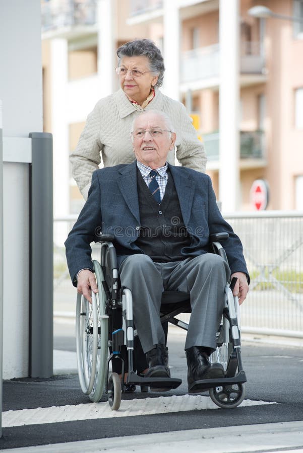 Senior Couple Crossing Road on Crosswalk Stock Image - Image of cross ...
