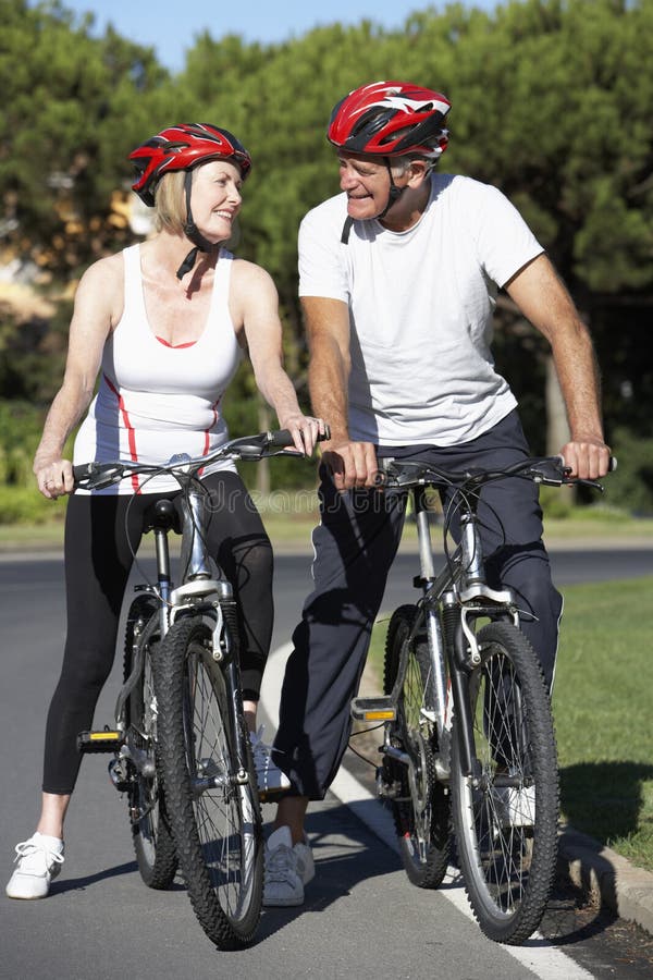 Senior Couple on Cycle Ride Together Stock Photo - Image of bike ...