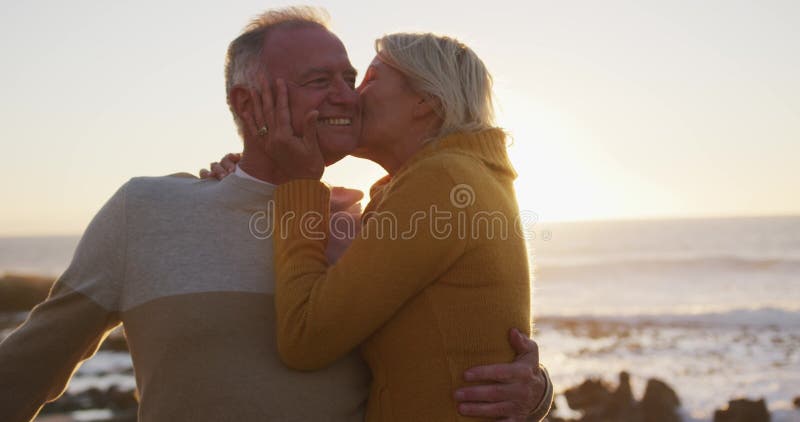Happy Senior Couple Talking Laughing Together Secure Old Age