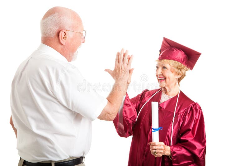 Senior Couple - Graduation High Five Stock Image - Image of hearing ...