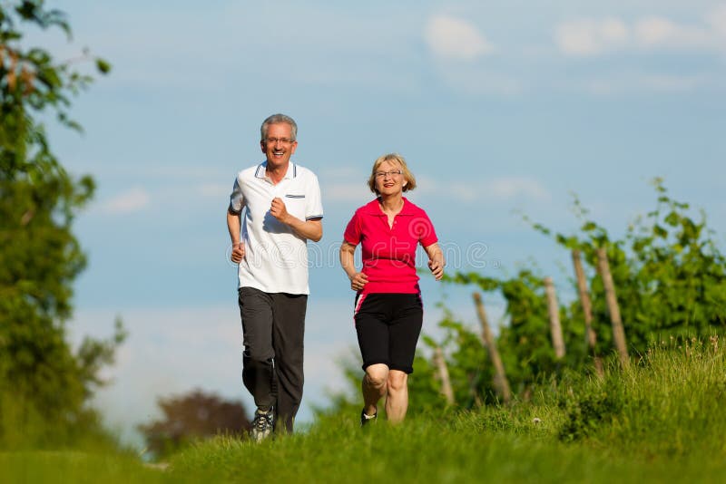 Older Man Jogging Running on Meadow Stock Photo - Image of people ...