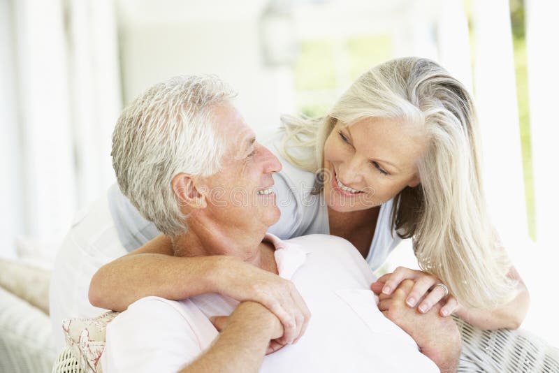 Senior Couple Relaxing Together Stock Photo - Image of happy, bench ...