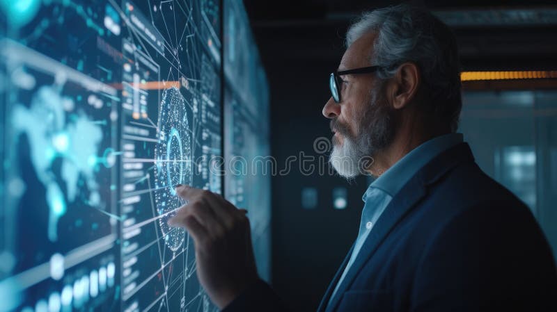 Senior Data Analyst Interpreting Information on Screens AIG41 Stock ...