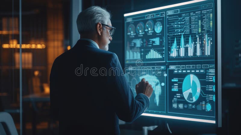 Senior Data Analyst Interpreting Information on Screens AIG41 Stock ...