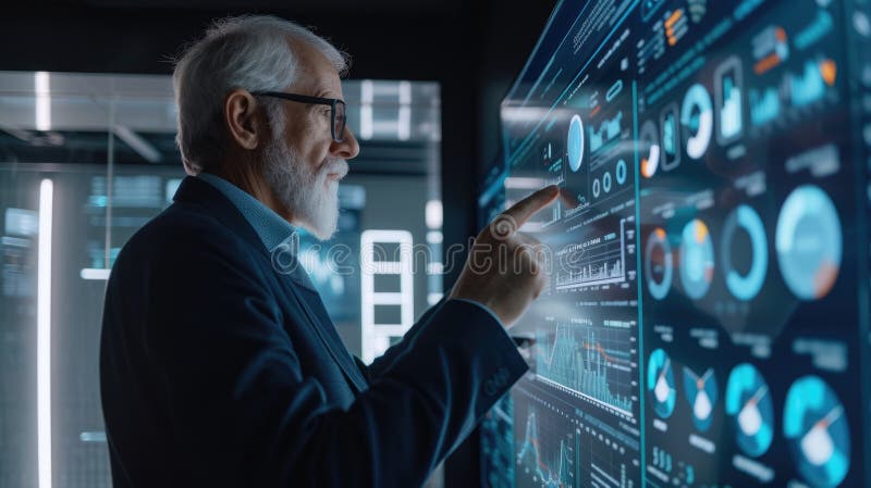 Senior Data Analyst Interpreting Information on Screens AIG41 Stock ...