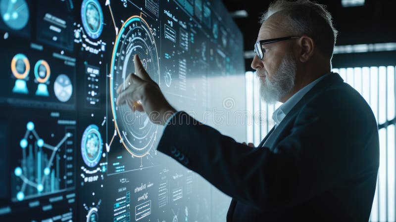 Senior Data Analyst Interpreting Information on Screens AIG41 Stock ...