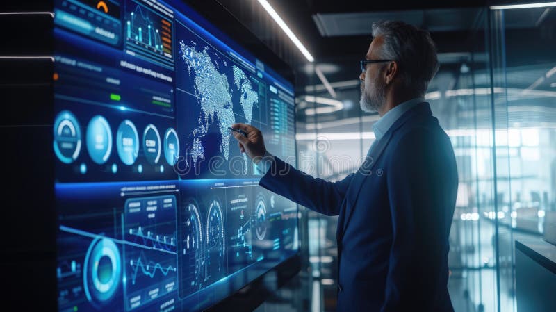 Senior Data Analyst Interpreting Information on Screens AIG41 Stock ...