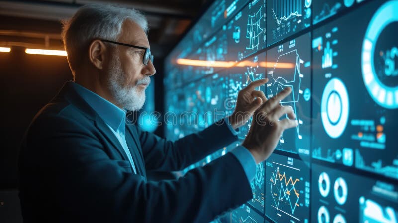 Senior Data Analyst Interpreting Information on Screens AIG41 Stock ...