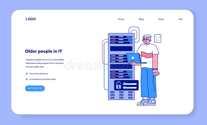 Senior Developer Web Banner or Landing Page. Oldman Programming Stock Vector - Illustration of ...