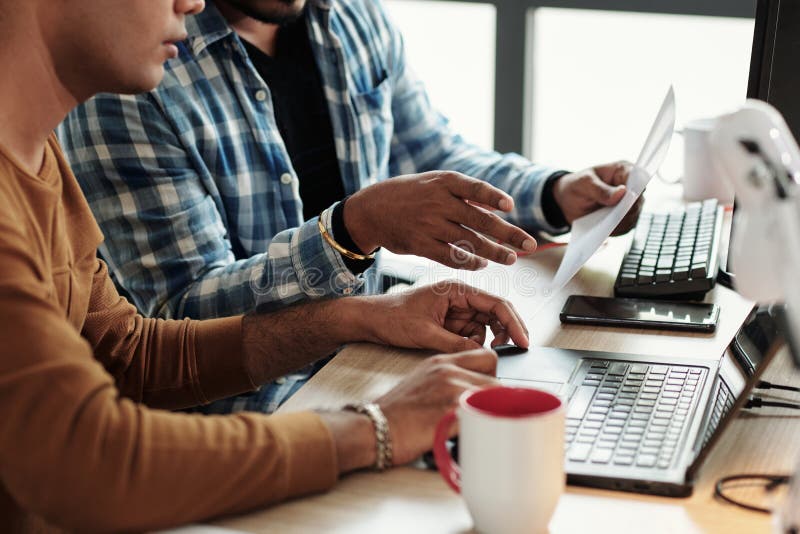 Senior Developers Discussing Documents Stock Image - Image of document ...