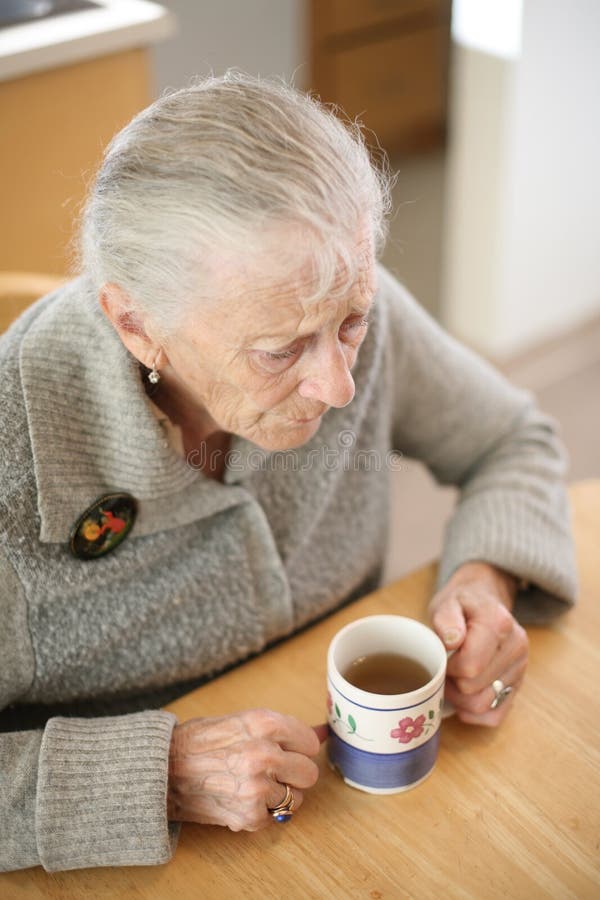 Senior drinking tea stock image. Image of haired, problems - 4417293