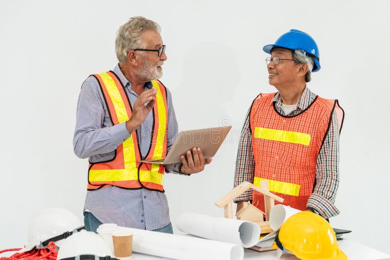 Senior Engineer and Architect Working with Drawing Stock Photo - Image ...