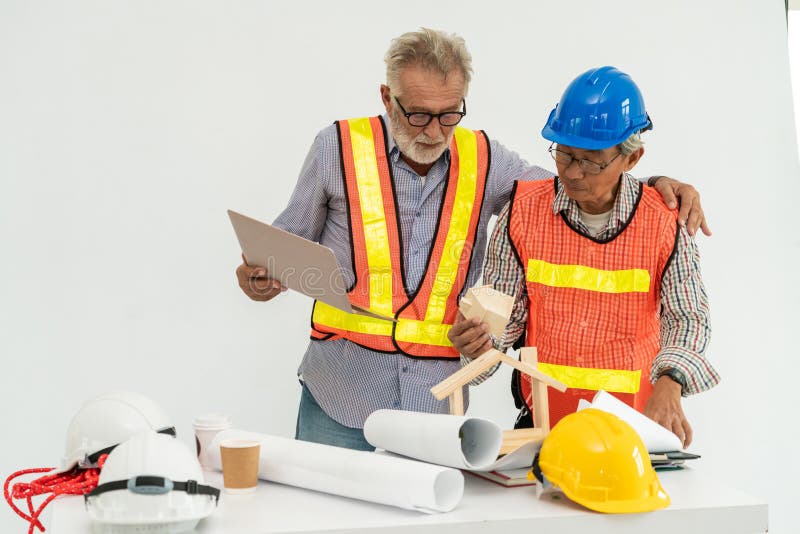 Senior Engineer and Architect Working with Drawing Stock Photo - Image ...