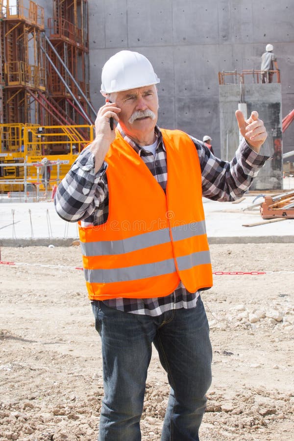 Senior Engineer Builder at Construction Site Stock Photo - Image of ...