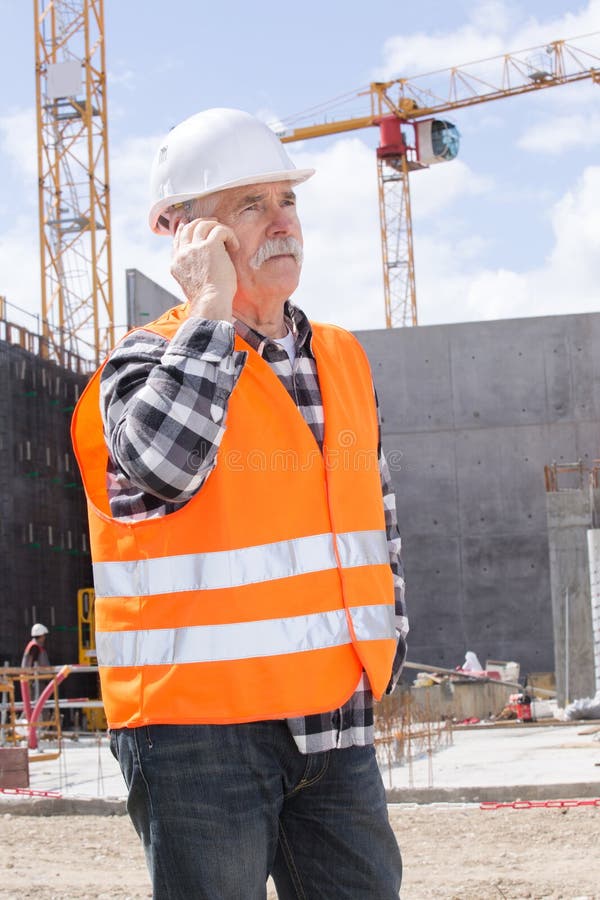 Senior Engineer Builder Outdoors at Construction Site Stock Photo ...