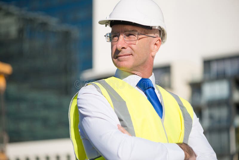 Senior engineer stock image. Image of crossed, hardhat - 61291959